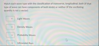 Solved Match each wave type with the classification of | Chegg.com