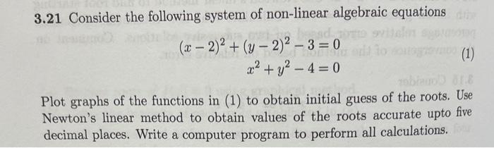 Solved 3.21 Consider the following system of non-linear | Chegg.com
