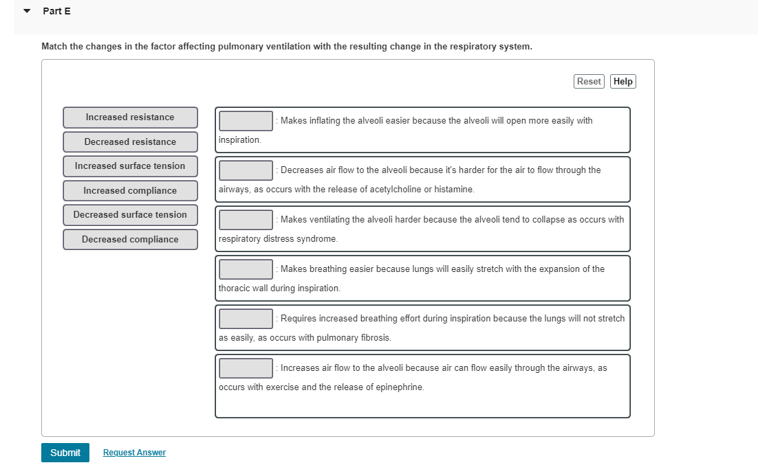 Solved Part EMatch the changes in the factor affecting | Chegg.com