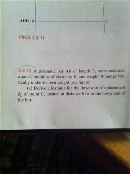 Solved A prismatic bar AB of length L, cross-sectional area | Chegg.com