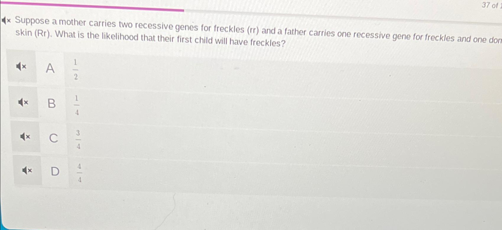Solved 37 ﻿ofSuppose a mother carries two recessive genes | Chegg.com