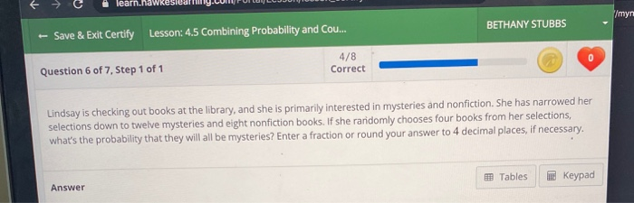 Solved E //myn BETHANY STUBBS - Save & Exit Certify Lesson: | Chegg.com