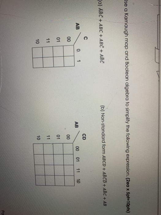 Solved Use a Karnaugh map and Boolean algebra to simplify | Chegg.com