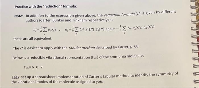 Solved III. Reduction of Reducible Representations In | Chegg.com