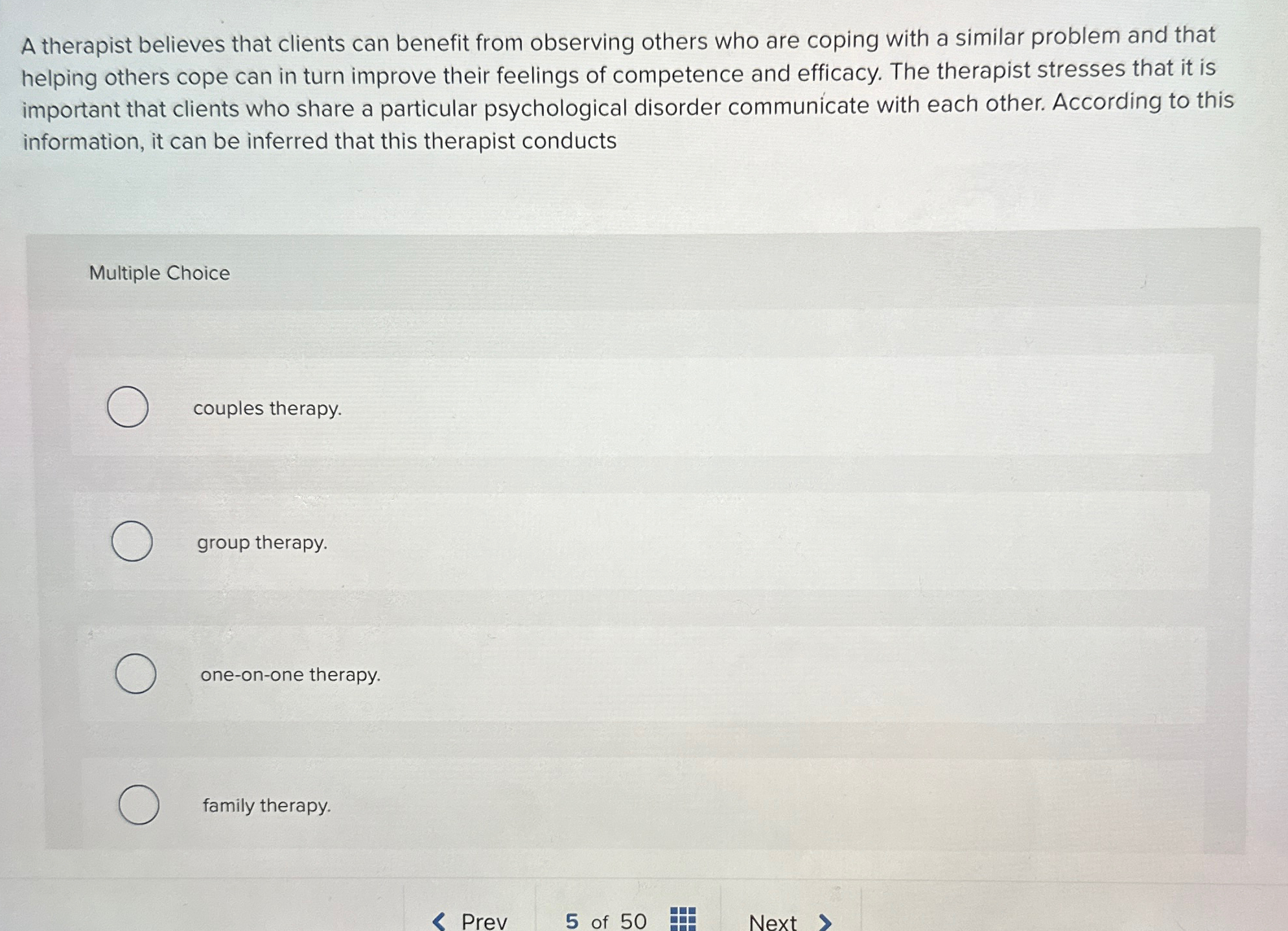 Solved A therapist believes that clients can benefit from | Chegg.com
