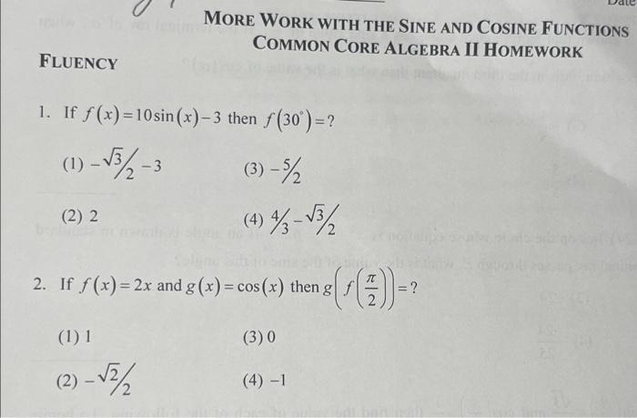 Solved More Work With The Sine And Cosine Functions Common