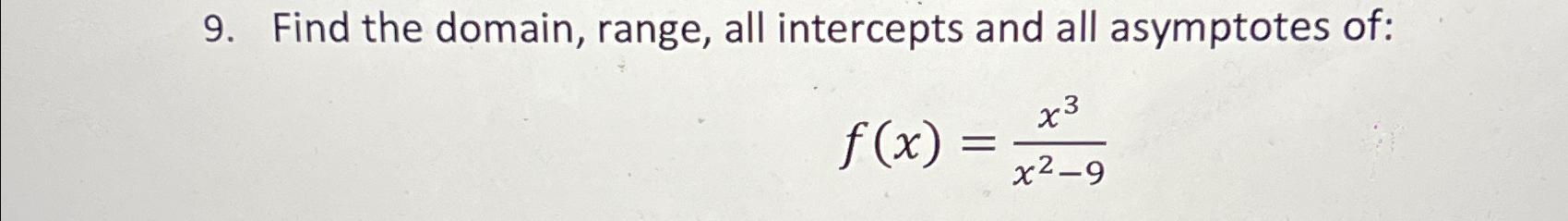 Solved Find the domain, range, all intercepts and all | Chegg.com