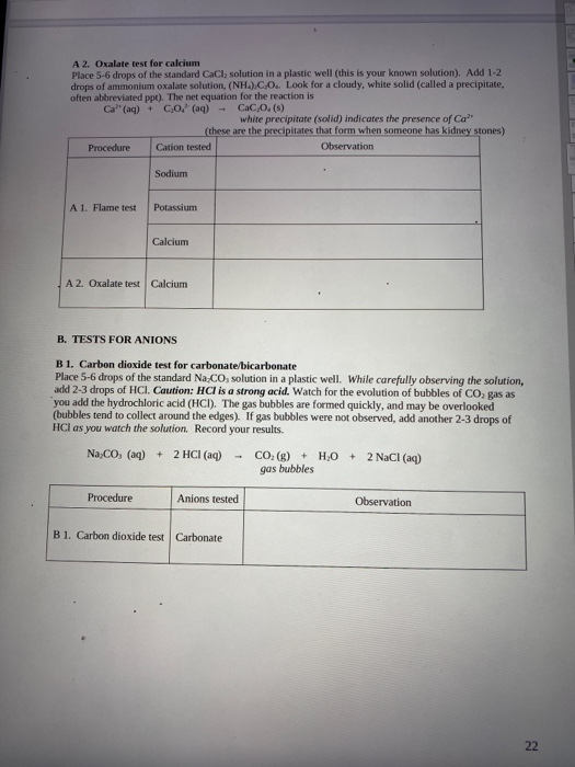 Solved Report Sheet Experiment 5: Qualitative Analysis: | Chegg.com