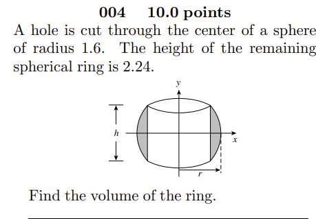 Solved 004,10.0 ﻿pointsA hole is cut through the center of a | Chegg.com