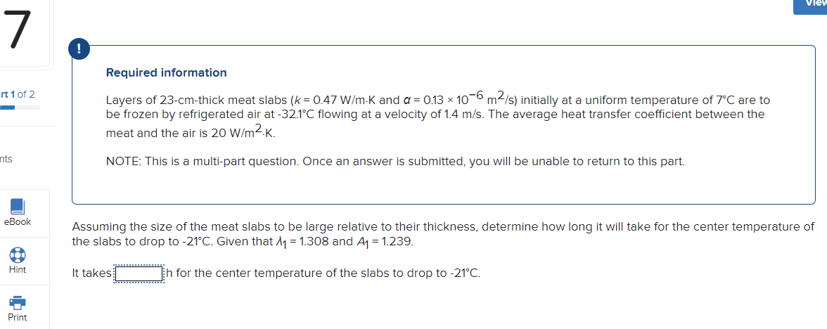 Solved !Required informationLayers of 23-cm-thick meat slabs | Chegg.com