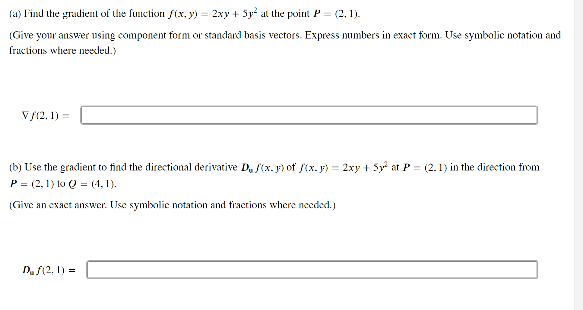 Solved (a) ﻿Find the gradient of the function f(x,y)=2xy+5y2 | Chegg.com