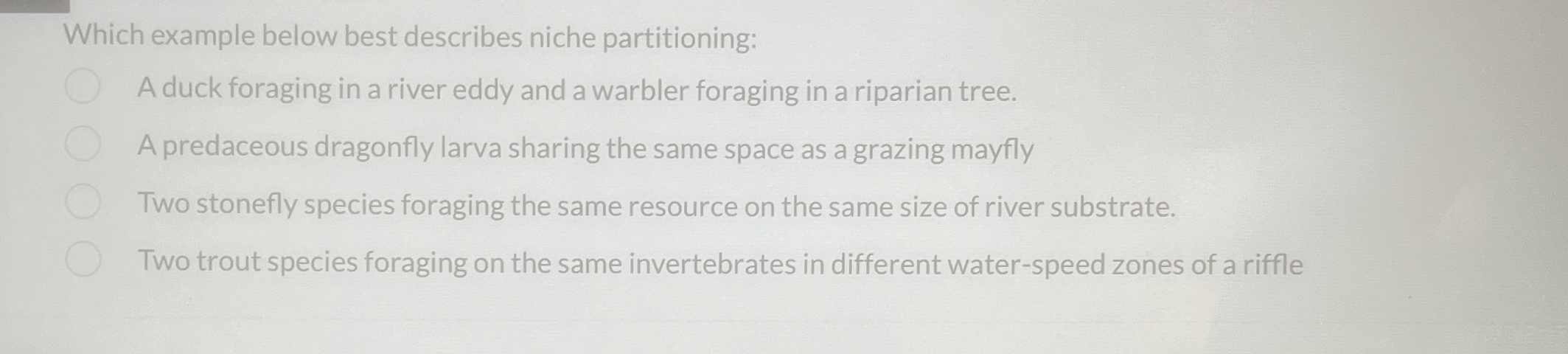 Solved Which example below best describes niche | Chegg.com