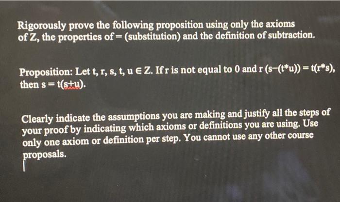Solved Rigorously prove the following proposition using only | Chegg.com