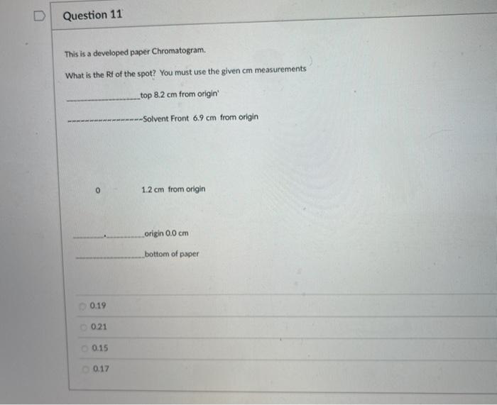 Solved D Question 11 This is a developed paper Chromatogram. | Chegg.com
