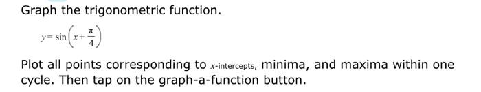 Solved Graph the trigonometric function. y=sin(x+ Plot all | Chegg.com