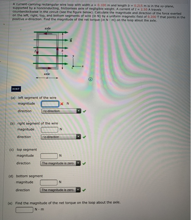Solved A current-carrying rectangular wire loop with width a | Chegg.com