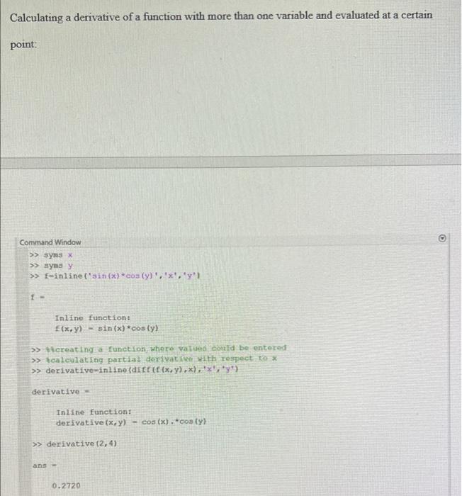 Solved Command Window >> syms x Independent variable of | Chegg.com