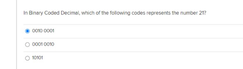 Solved In Binary Coded Decimal, which of the following codes | Chegg.com