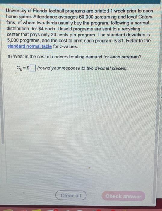 Solved University of Florida football programs are printed 1 | Chegg.com