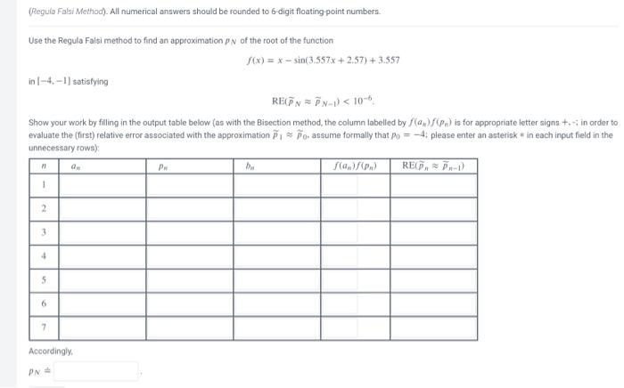 Solved (Regula Falsi Method). All numerical answers should | Chegg.com