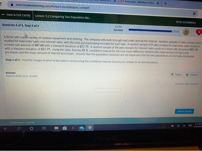 Solved X Homepage - Washburn Online X | Chegg.com