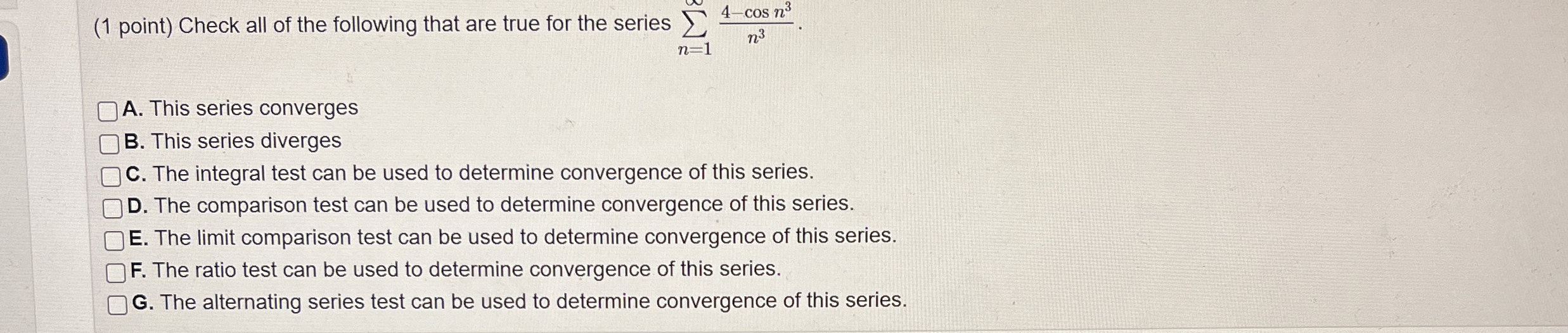 Solved (1 ﻿point) ﻿Check all of the following that are true | Chegg.com