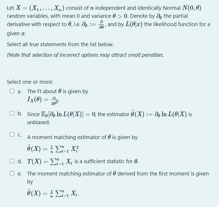 Solved ) ae Let X = (X1, ..., Xn) consist of n independent | Chegg.com Solved ) ae Let X = (X1, ..., Xn) consist of n independent | Chegg.com