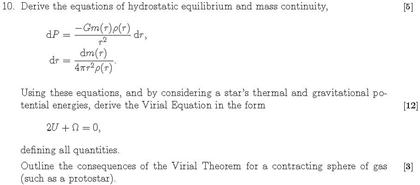 Derive the equation of hydrostatic equilibrium and | Chegg.com