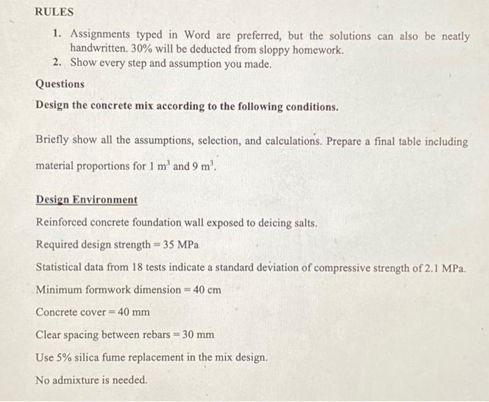RULES 1. Assignments typed in Word are preferred, but | Chegg.com
