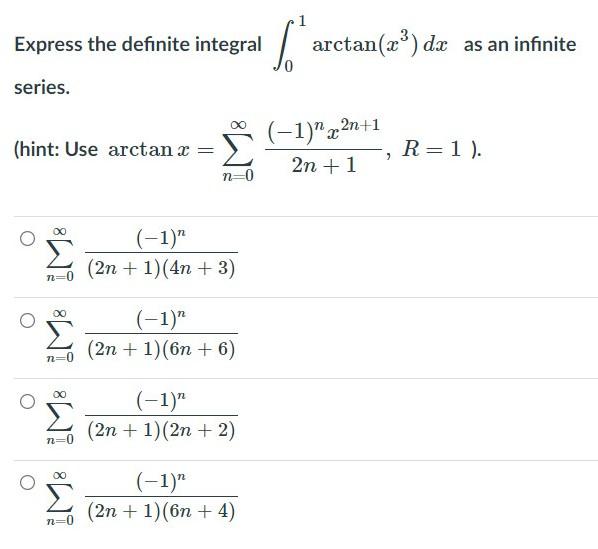 Solved Express the definite integral arctan(23) dx as an | Chegg.com