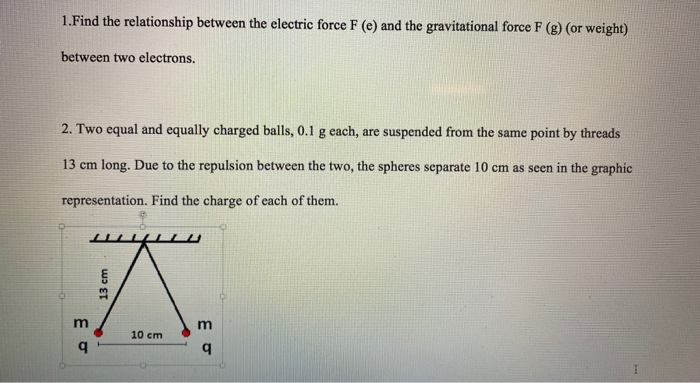 Solved 1.Find the relationship between the electric force F | Chegg.com