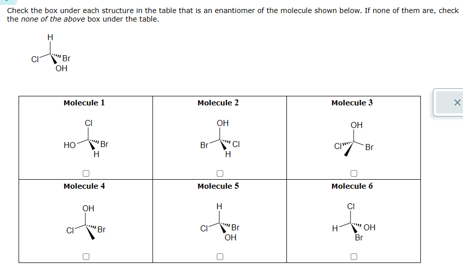 Solved Check the box under each structure in the table that | Chegg.com