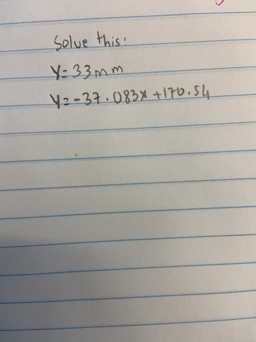 Solved solve this: 4:33mm 42-37.083x +170.54 | Chegg.com