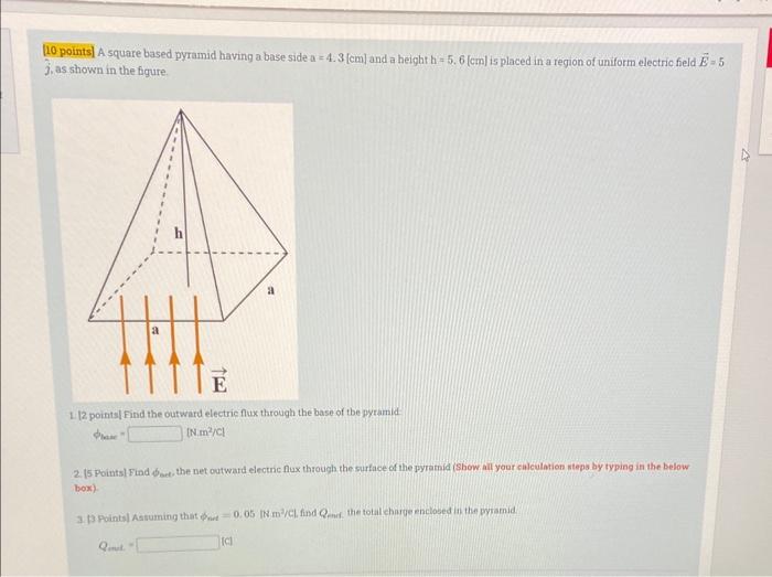 Solved 10 points] A square based pyramid having a base side | Chegg.com