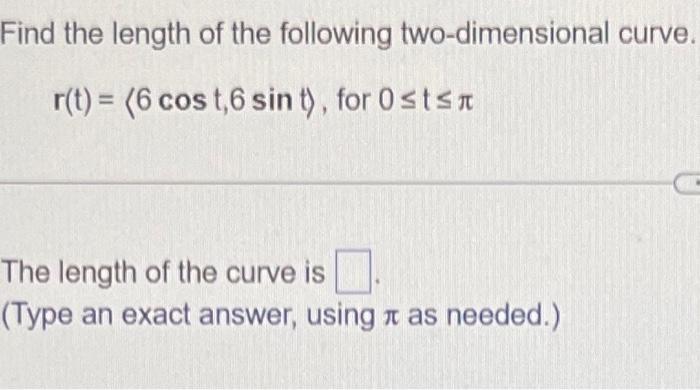 Solved Find the length of the following two-dimensional | Chegg.com