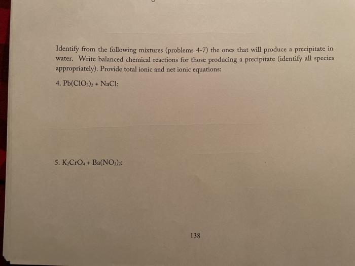 Solved Identify from the following mixtures (problems 4-7) | Chegg.com