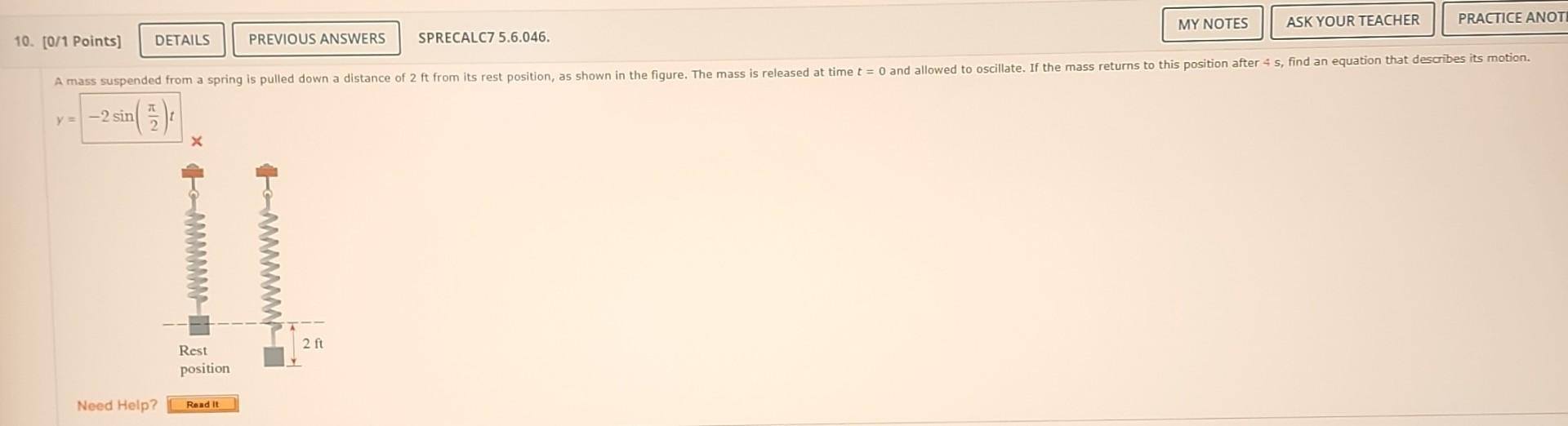 Solved MY NOTES ASK YOUR TEACHER PRACTICE ANOT 10. 0/1 | Chegg.com Solved MY NOTES ASK YOUR TEACHER PRACTICE ANOT 10. 0/1 | Chegg.com