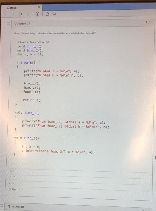 Solved Conen, the folowinc code what value for wariable a be | Chegg.com