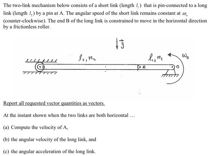 Solved The two-link mechanism below consists of a short link | Chegg.com