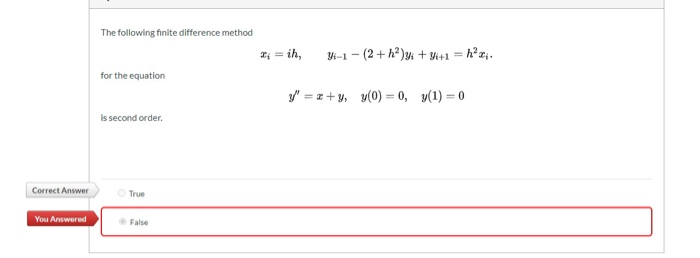 Solved The following finite difference method 2 = ih, | Chegg.com