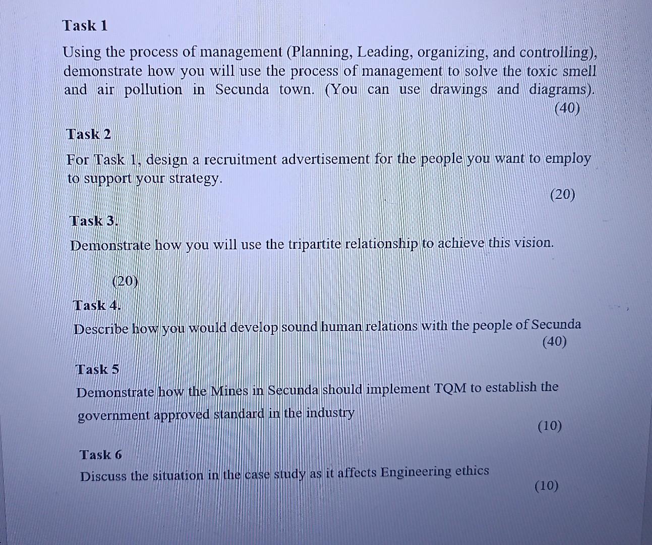 Solved Case study When you approach the town of Secunda in | Chegg.com
