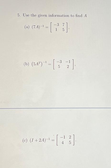 Solved 5. Use the given information to find A (a) | Chegg.com