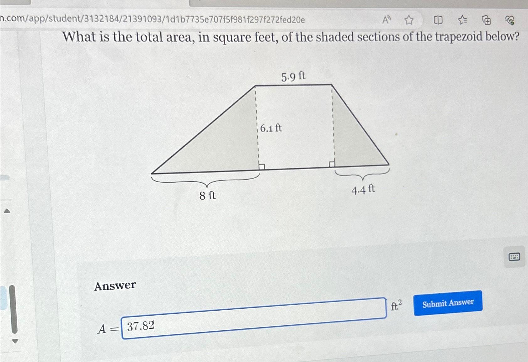 Solved What is the total area, in square feet, of the shaded | Chegg.com