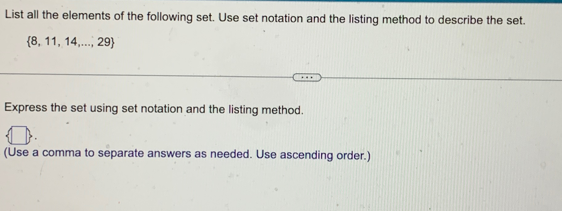 Solved List all the elements of the following set. Use set | Chegg.com