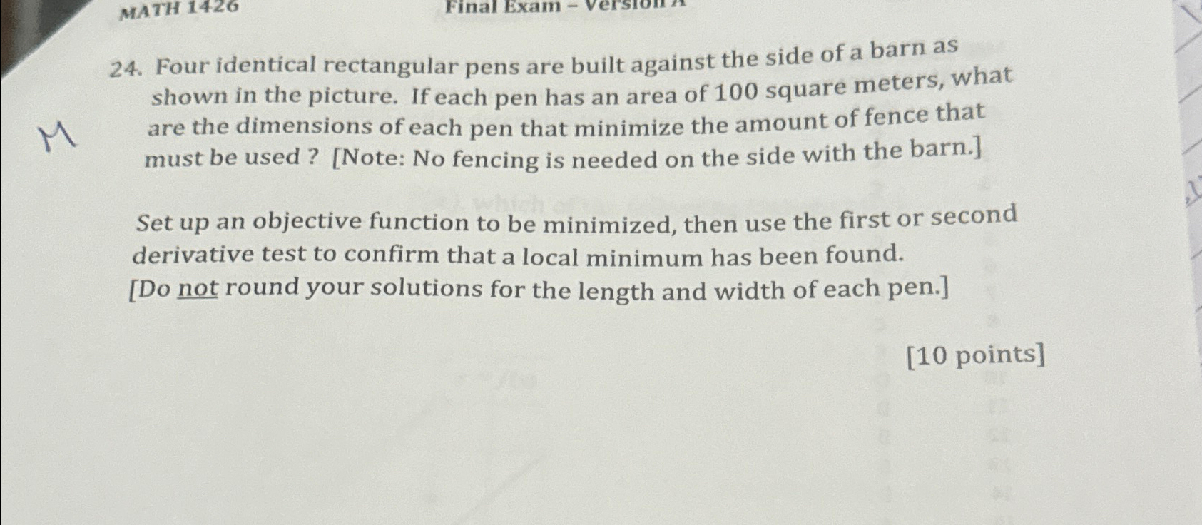 Solved Four identical rectangular pens are built against the | Chegg.com