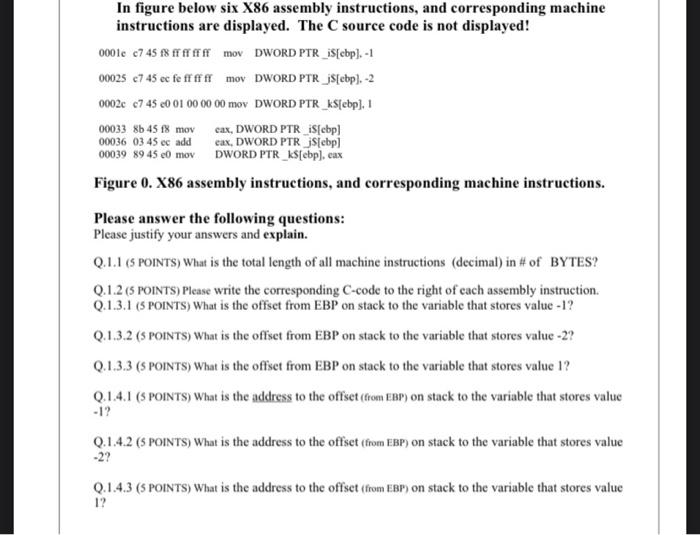 Solved In figure below six X86 assembly instructions, and | Chegg.com