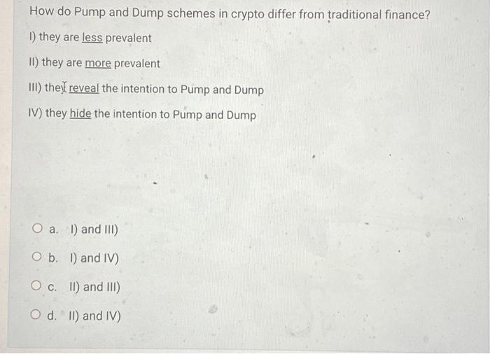 Solved How do Pump and Dump schemes in crypto differ from | Chegg.com