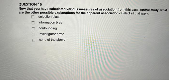 Solved QUESTION 16 Now that you have calculated various | Chegg.com