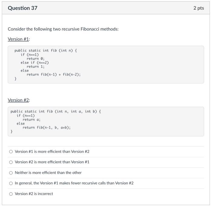 Solved Question 37 2 pts Consider the following two | Chegg.com