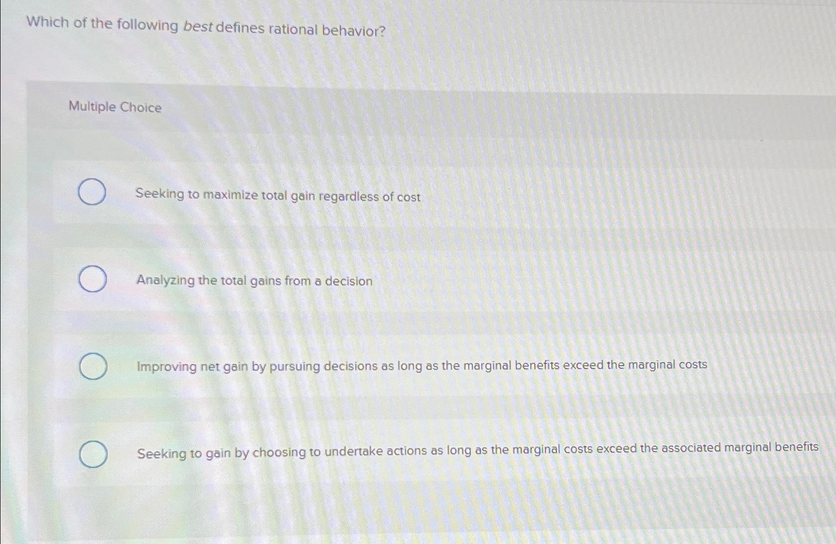 Solved Which of the following best defines rational | Chegg.com